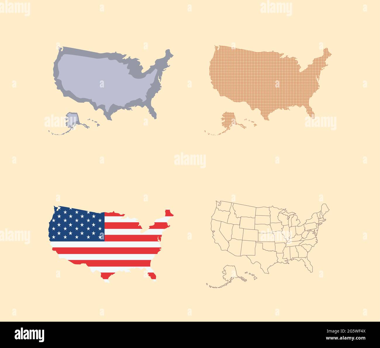 usa country set four maps Stock Vector Image & Art - Alamy
