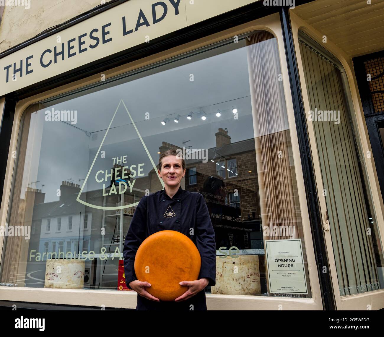 Haddington, East Lothian, Scotland, UK, 30th June 2021. The Cheese Lady ...