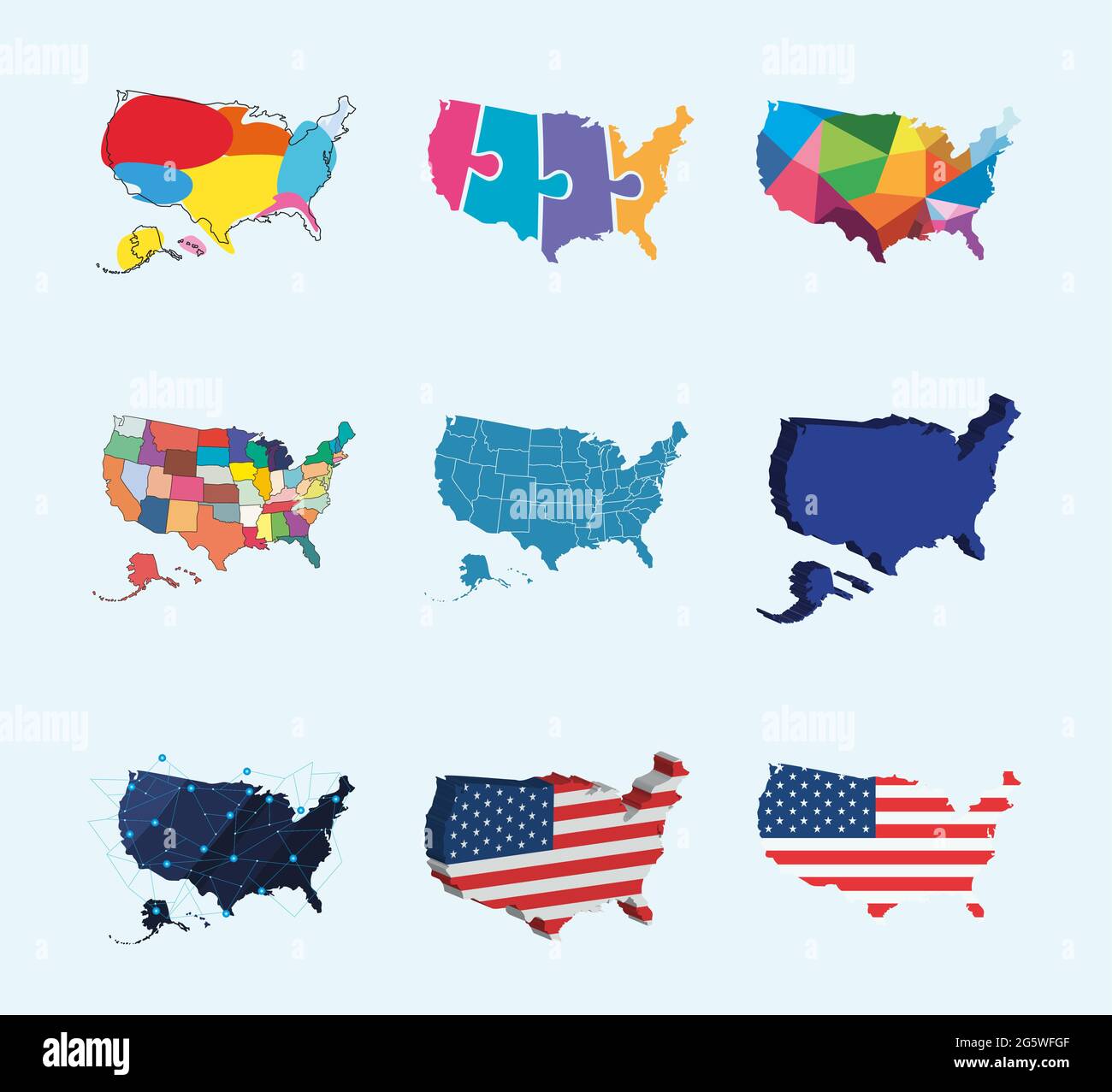 Nine maps Stock Vector Images - Alamy