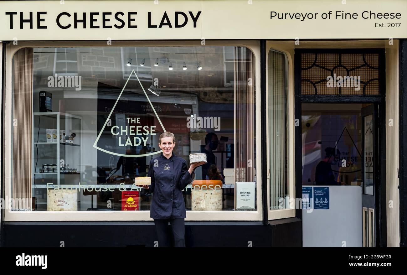 Haddington, East Lothian, Scotland, UK, 30th June 2021. The Cheese Lady ...