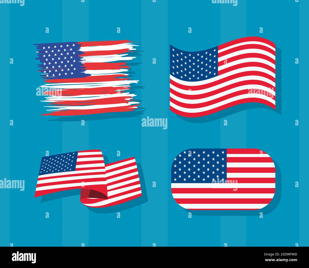 usa flag set four icons Stock Vector Image & Art - Alamy