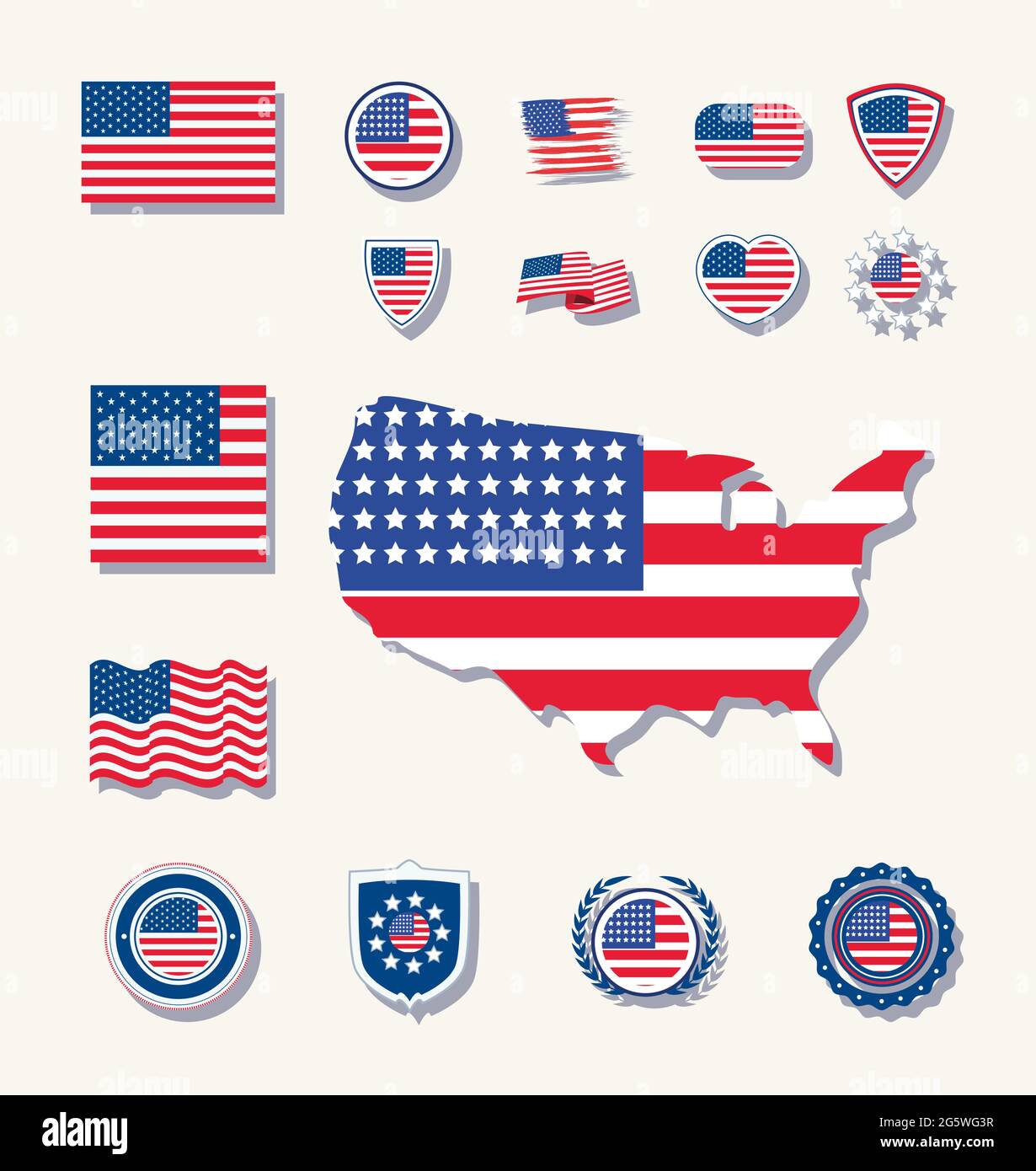 sixteen usa flag set icons Stock Vector Image & Art - Alamy