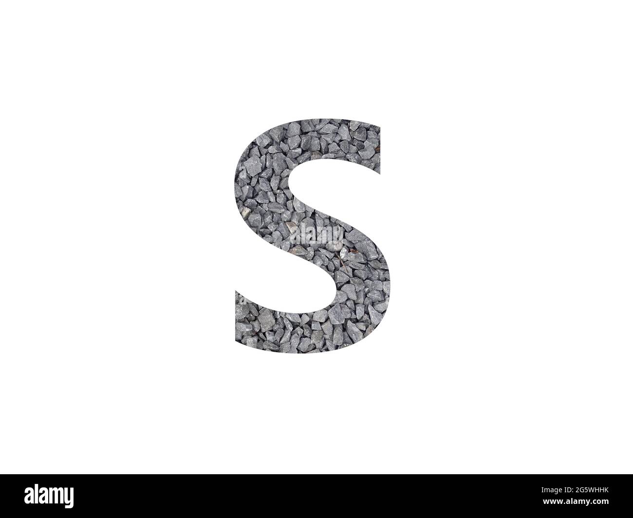 Letter S of the alphabet made with grey gravel isolated on a white ...