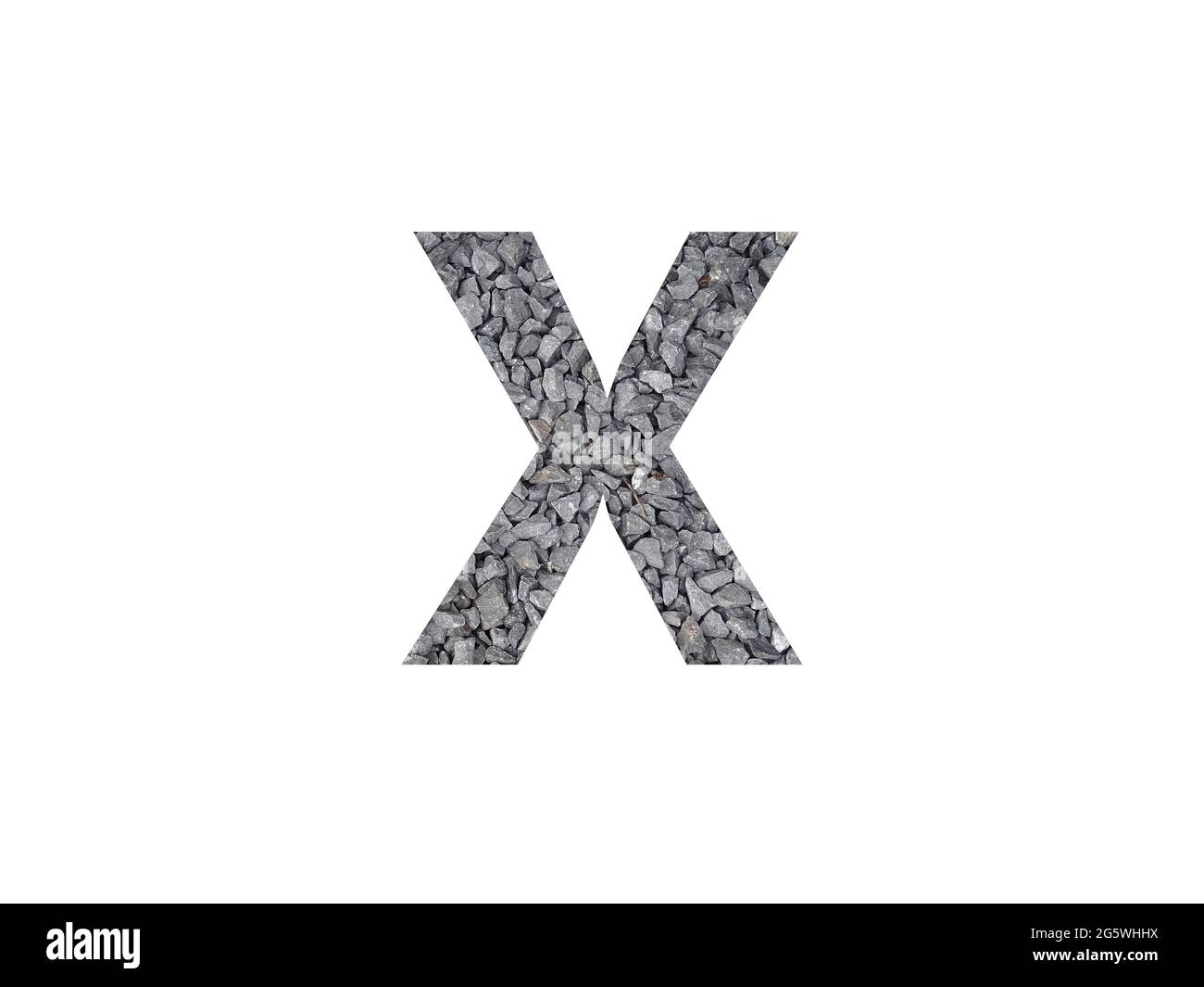 Letter X of the alphabet made with grey gravel isolated on a white ...