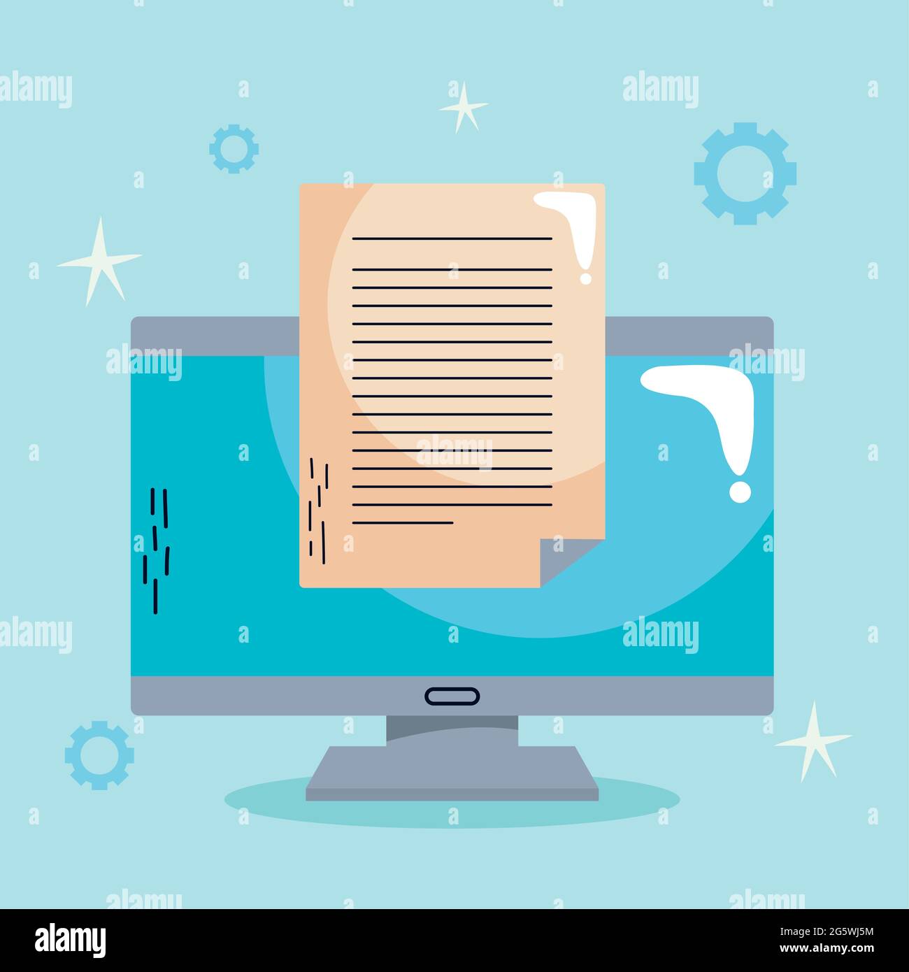 computer with document page illustration Stock Vector Image & Art - Alamy