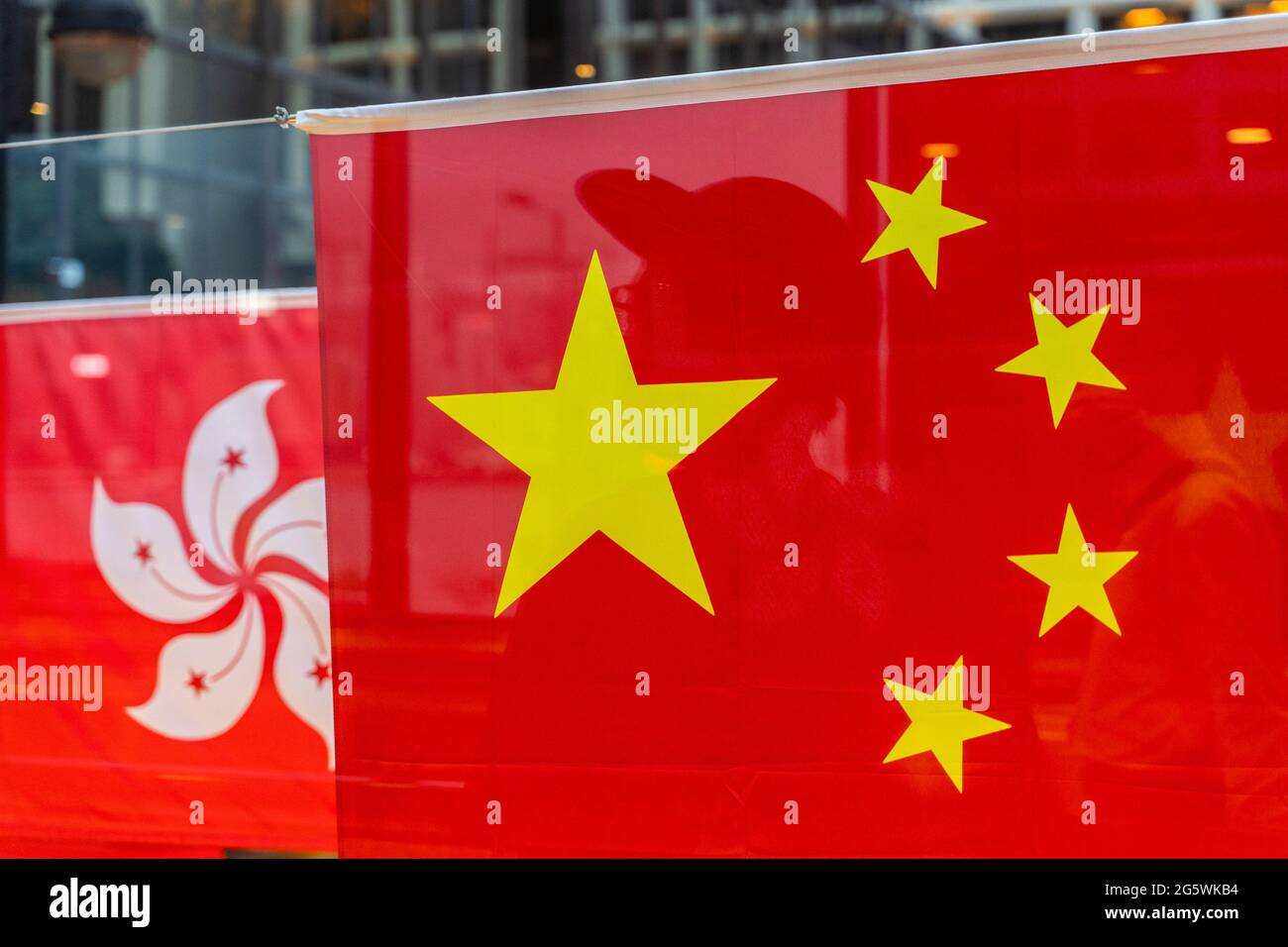 Hong Kong, China. 29th June, 2021. Flags of China and Hong Kong Special ...