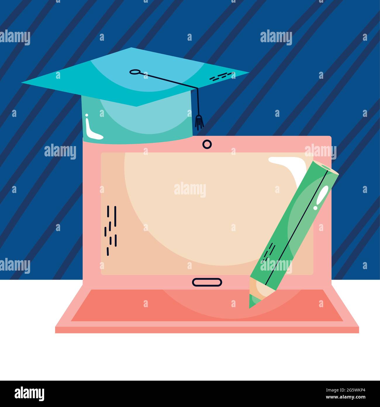 laptop with graduation cap and pencil Stock Vector Image & Art - Alamy