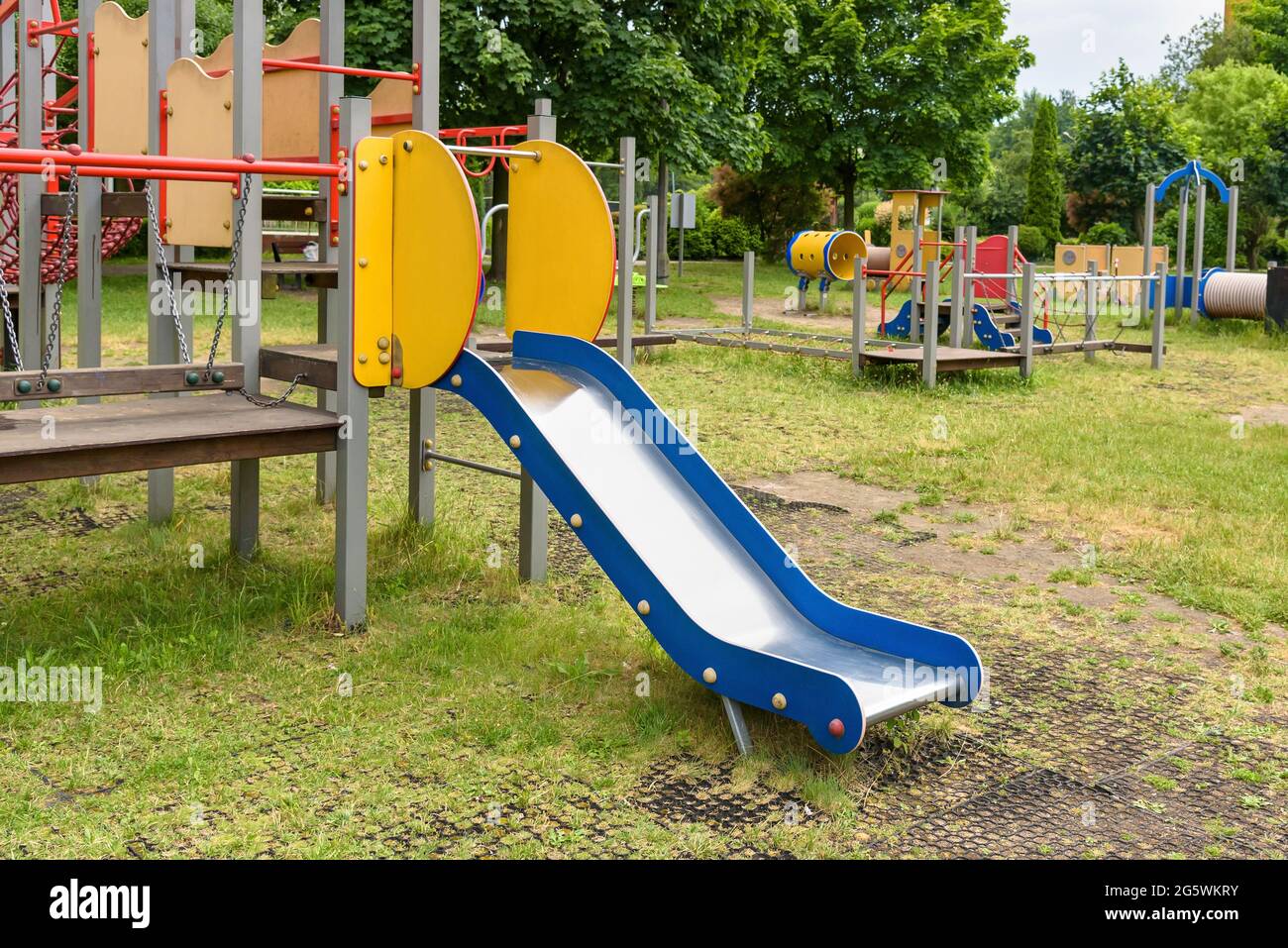 Empty slide on the playground Stock Photo - Alamy
