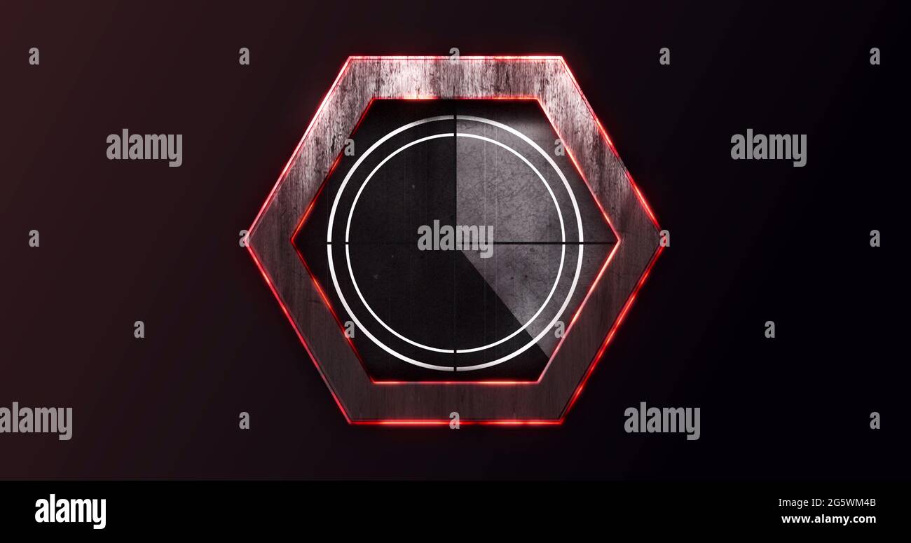 Image of digital interface countdown waiting circle loading on black ...