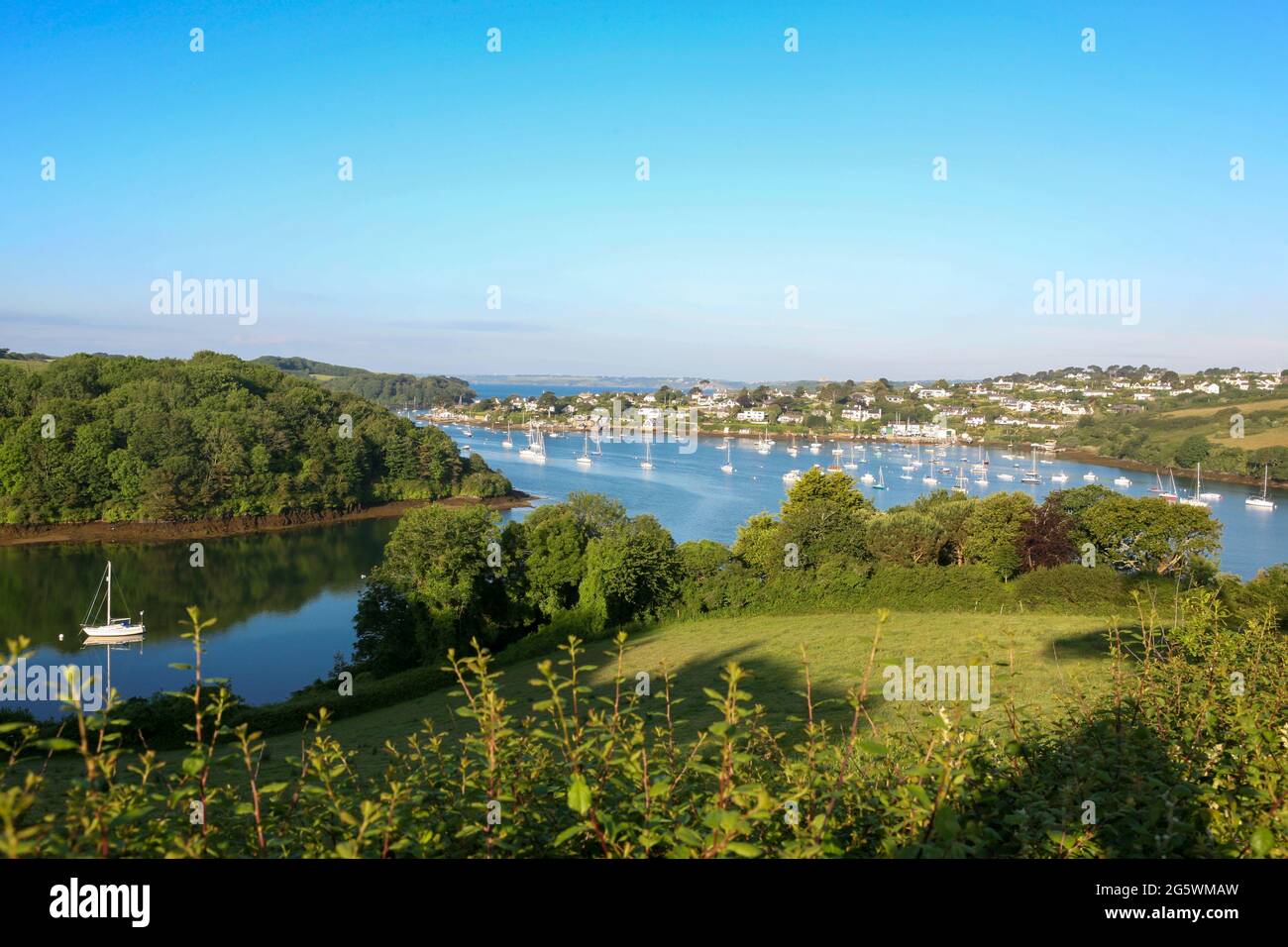 The Percuil River and St. Mawes, with many moored boats: Roseland ...