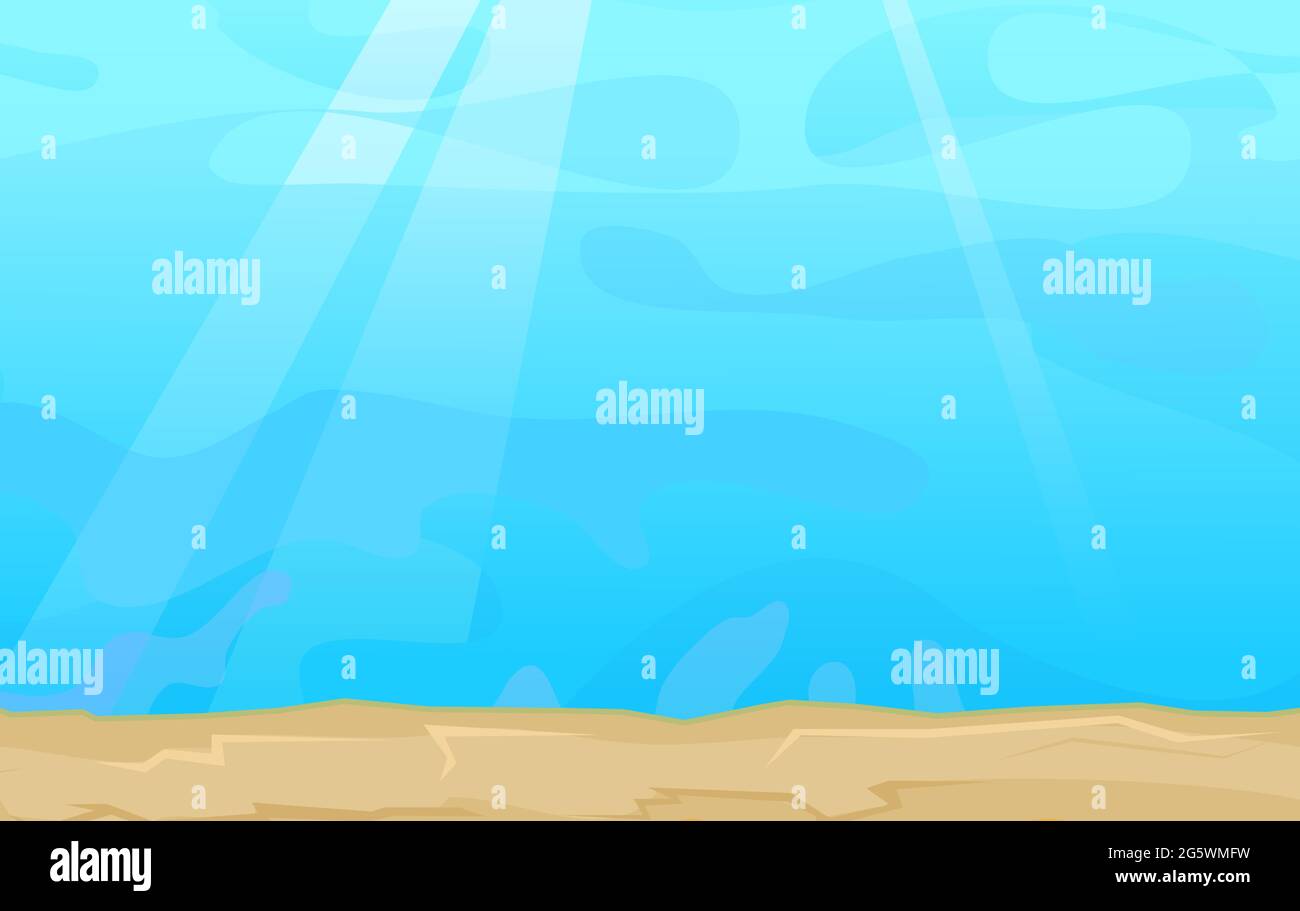 Sandy bottom of the reservoir. Blue transparent clear water. Sea ocean ...