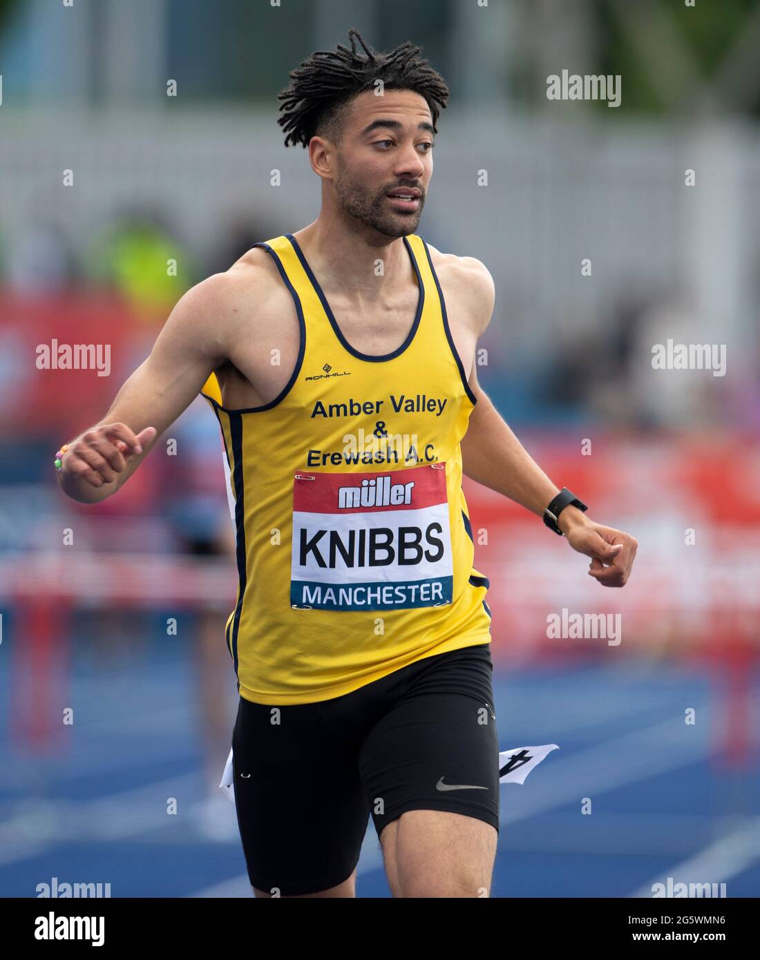 MANCHESTER - ENGLAND 25/27 JUN 21: Alex Knibbs competing in the 400m ...