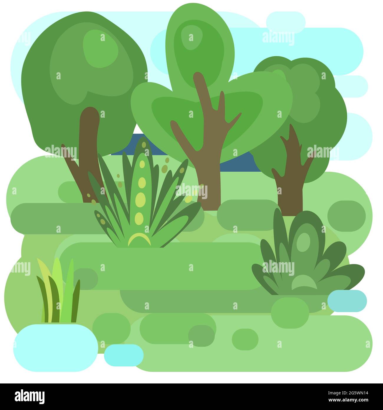Meadow in the background trees Stock Vector Images - Alamy