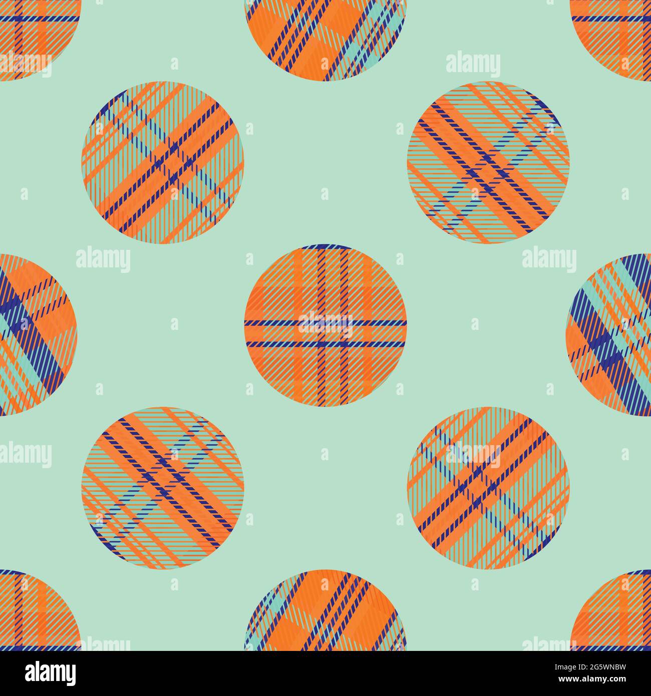 Woven tartan circles seamless vector pattern background. Neon tropical ...