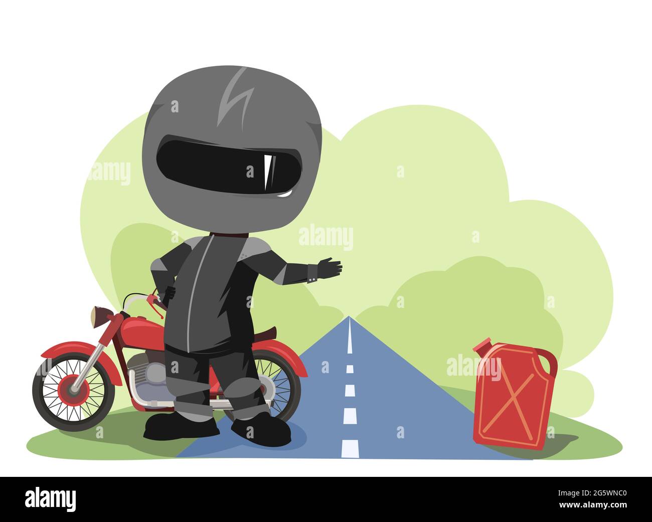 Biker cartoon. Child illustration. Asks for gasoline. Sports uniform ...
