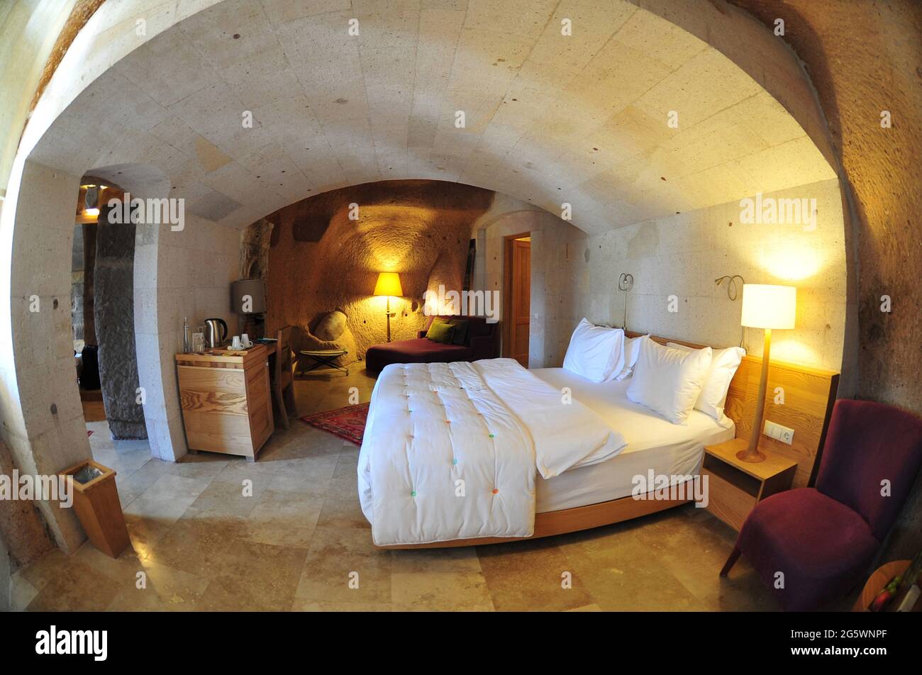 TURKEY. CAPPADOCIA. UCHISAR. THE ARGOS HOTEL HAS CONVERTED MOST OF ITS ...