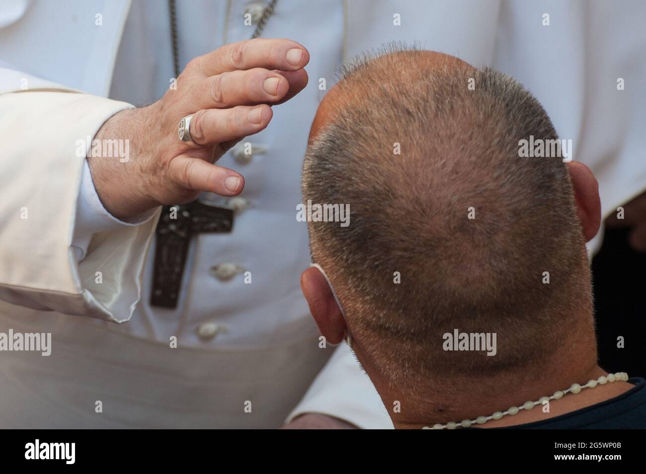 June 30, 2021 : Pope Francis blesses a man during weekly general ...