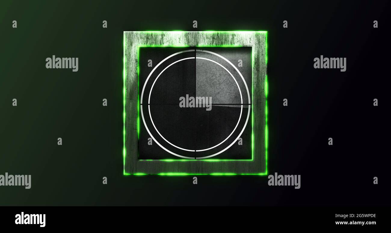 Image of digital interface countdown waiting circle loading on black ...