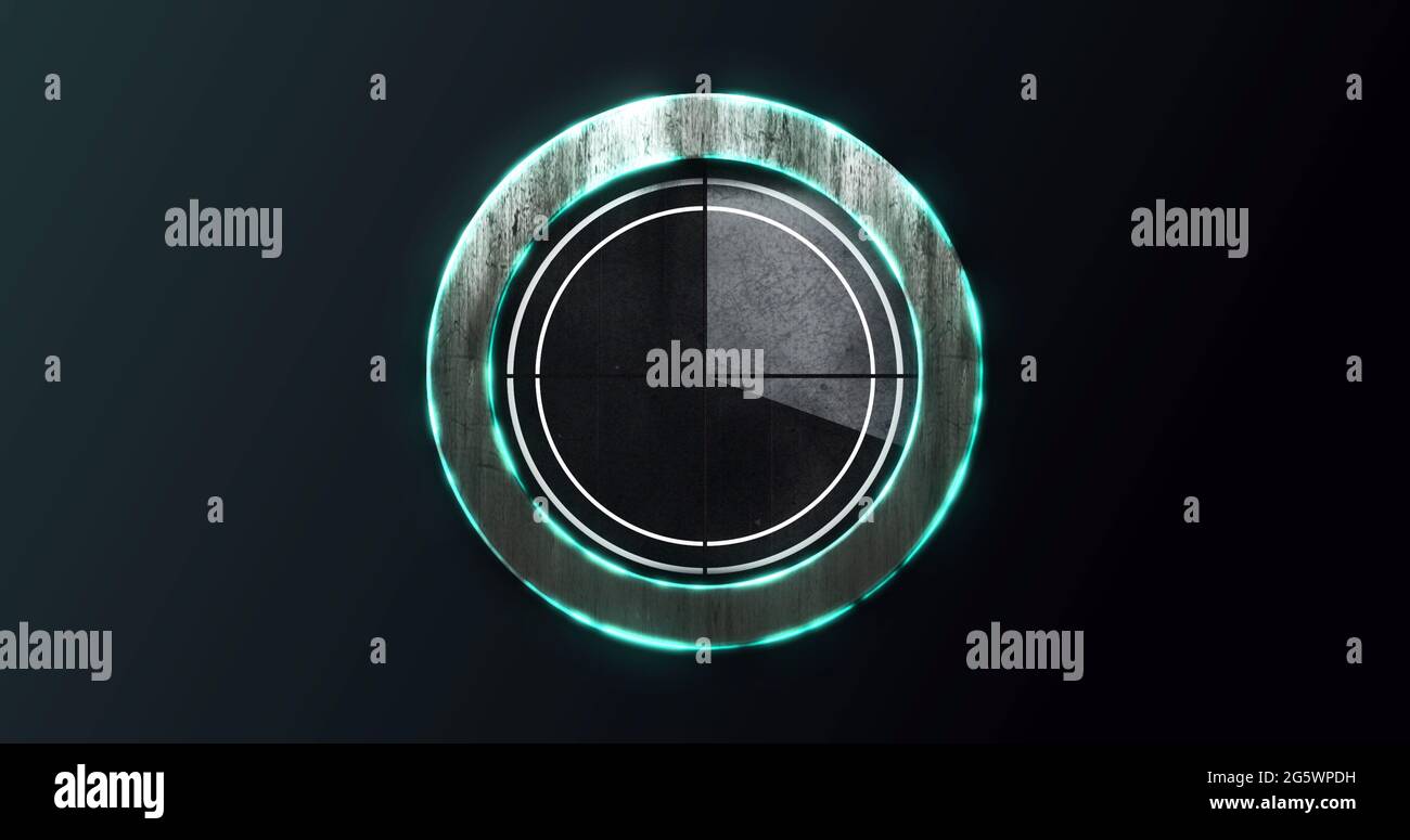 Image of digital interface countdown waiting circle loading on black ...