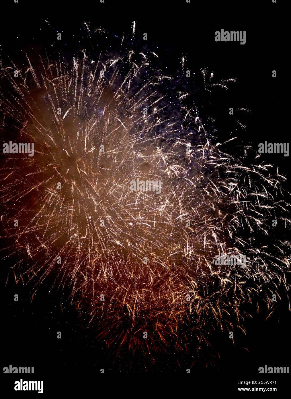 Colorful fireworks of various colors over night sky, Real Fireworks on ...