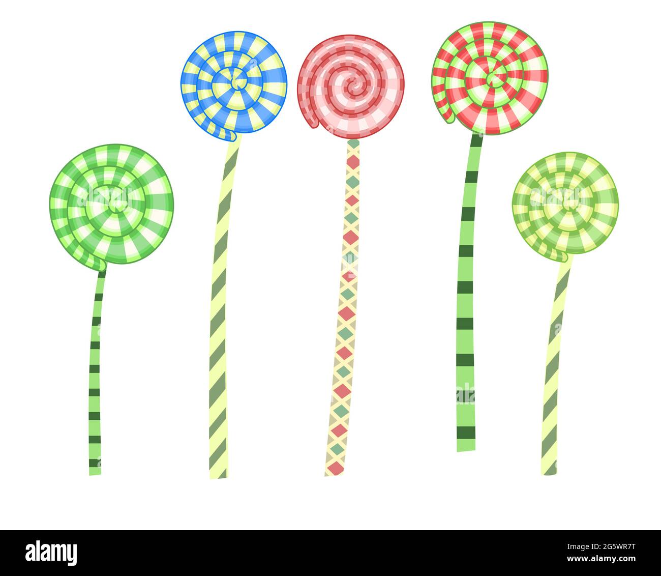 Set. Assorted dessert sweets. Candy caramel. Colorful. Round stick ...