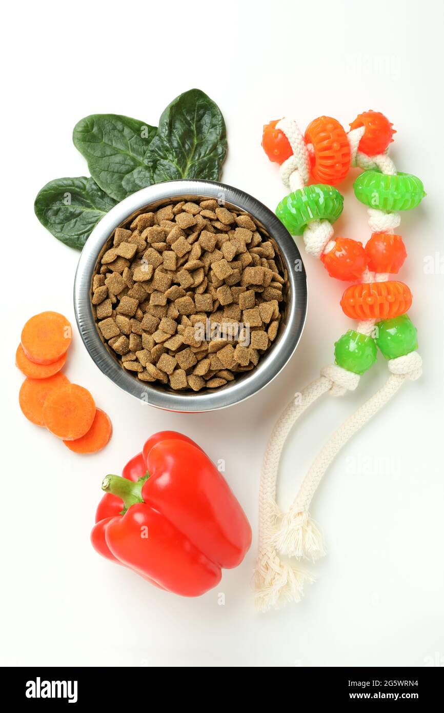 Concept of organic pet food on white background Stock Photo - Alamy