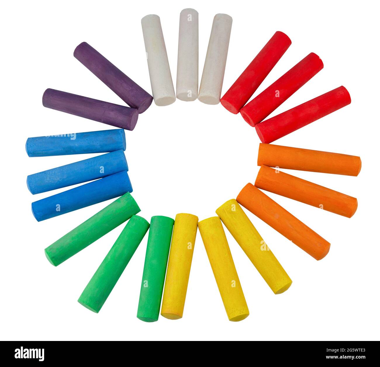 Baby crayons isolated on white background. Chalk frame in rainbow ...