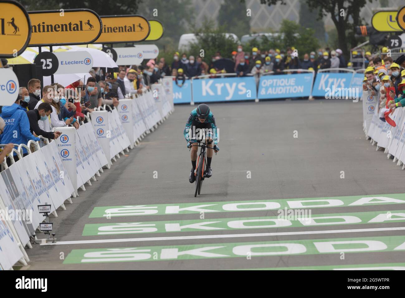 Laval, France. 30 June 2021. Maxime Chevalier at the arrival of the ...
