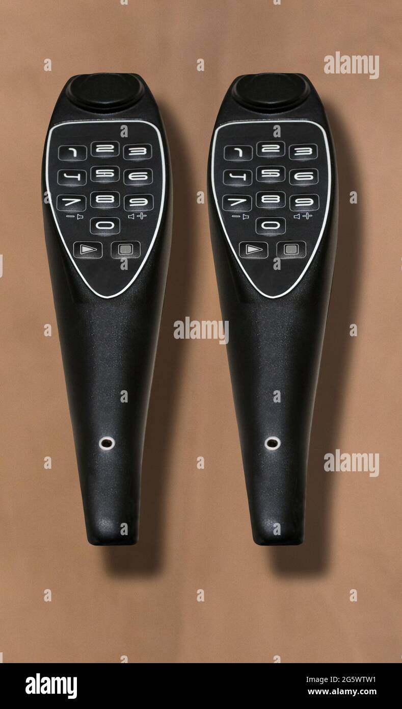 Audioguide device for museums and outdoors visits. Isolated Stock Photo ...