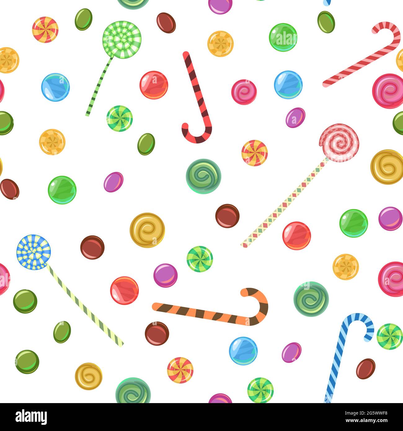 Sweets and scattered. Seamless pattern. Assorted lollipop dessert ...