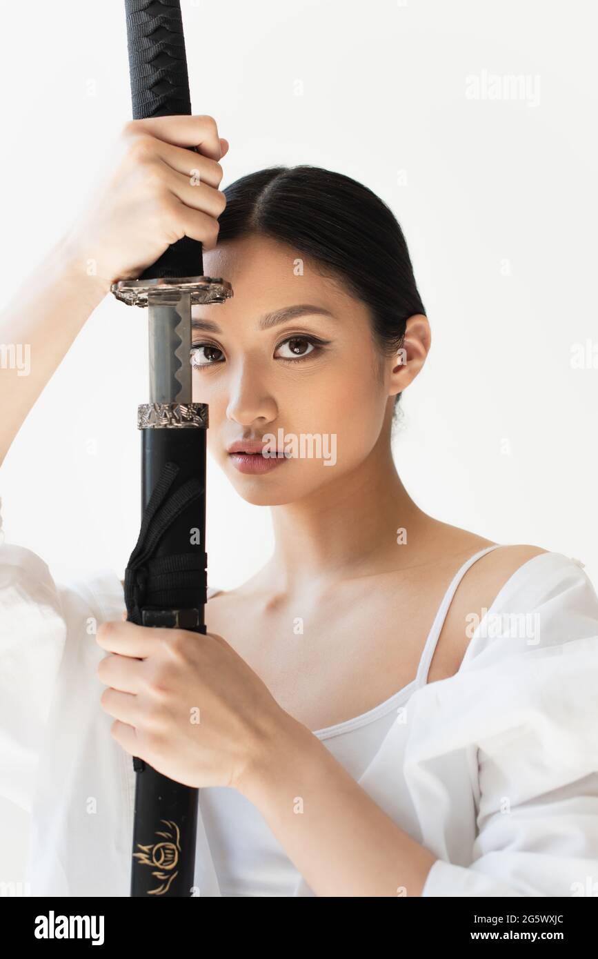 Woman holding sword hi-res stock photography and images - Alamy