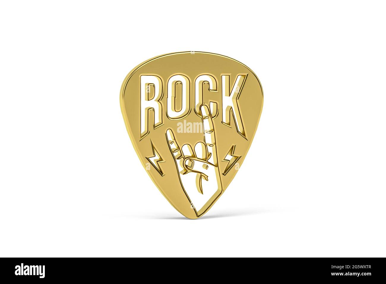 Golden 3d rock music icon isolated on white background - 3d render ...