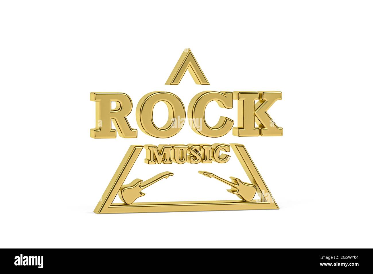 Golden 3d rock music icon isolated on white background - 3d render ...