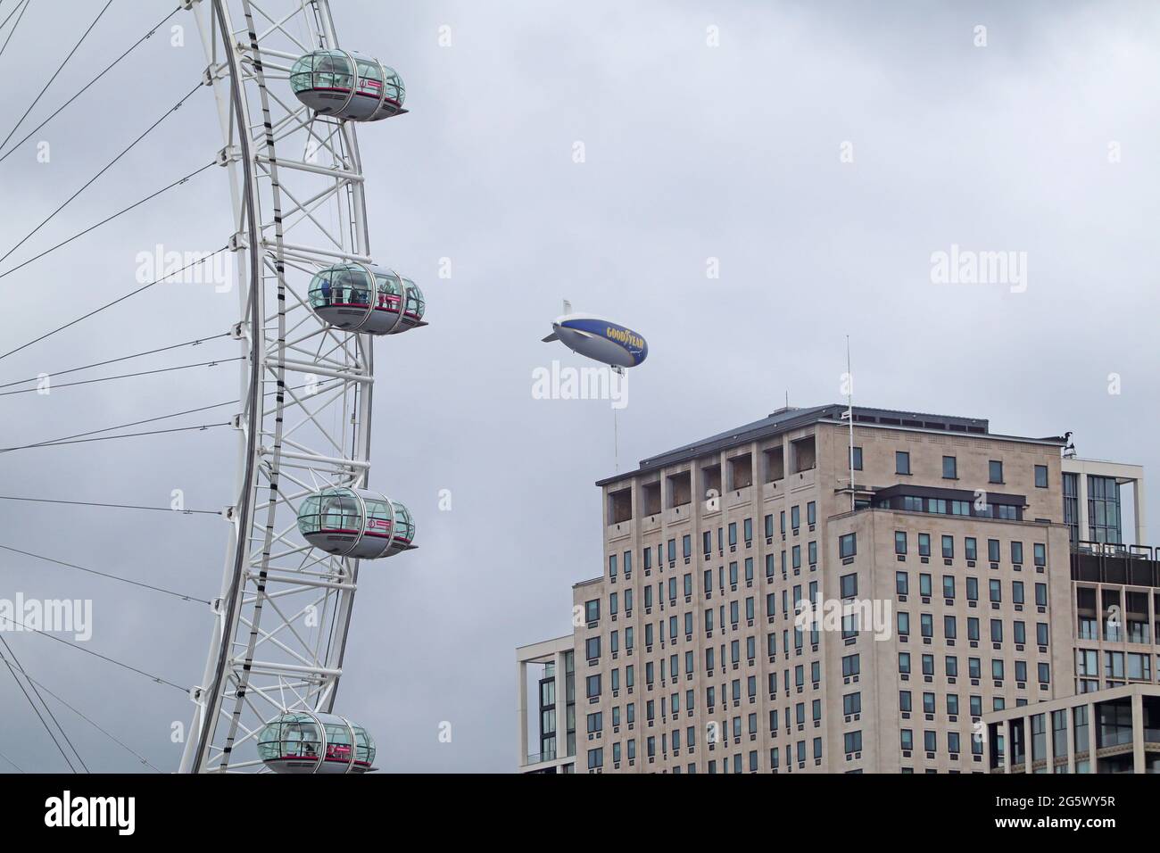 Goodyear Airship Blimp, Zeppelin LZ N07-101 D-LZFN, Flying over Central ...