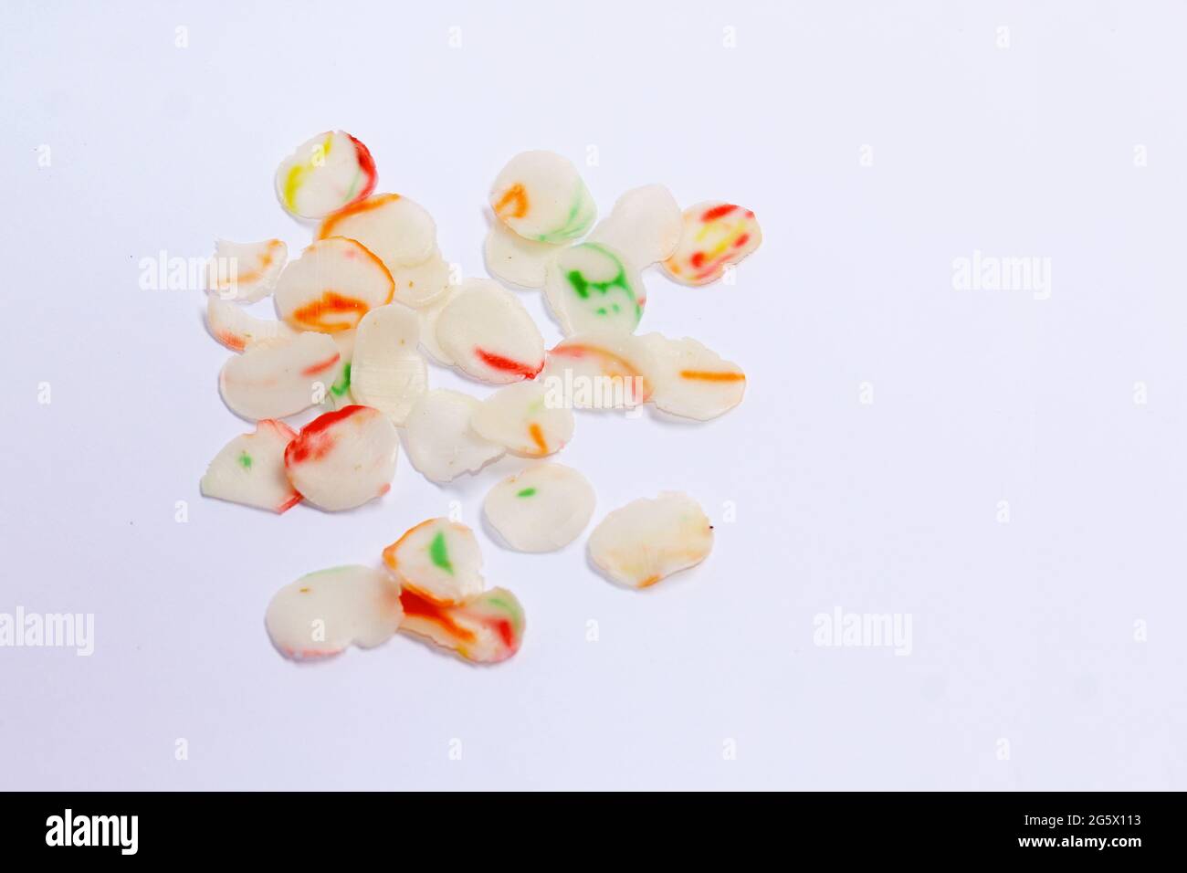 colorful of raw crackers on white background Stock Photo - Alamy