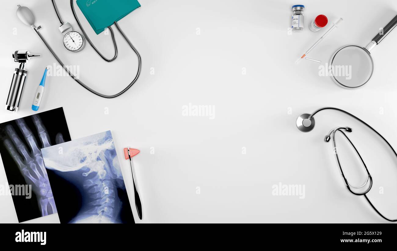 Doctor and Medical equipment with white background texture Stock Photo ...