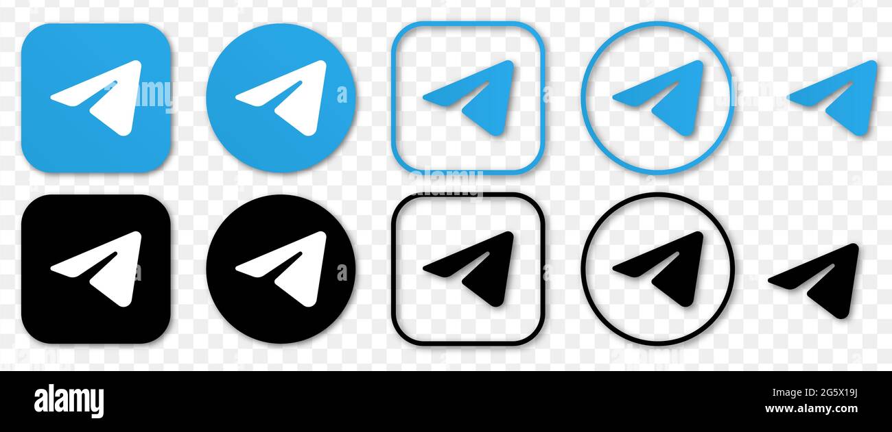 Telegram icon or logo. Vector editorial button isolated on transparent ...
