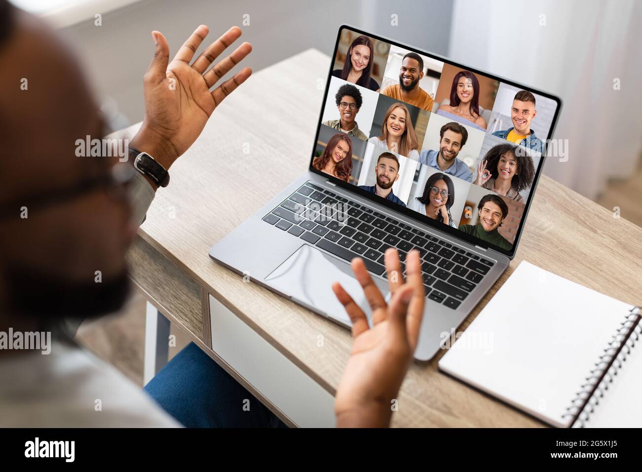 Team having video call remote hi-res stock photography and images - Alamy
