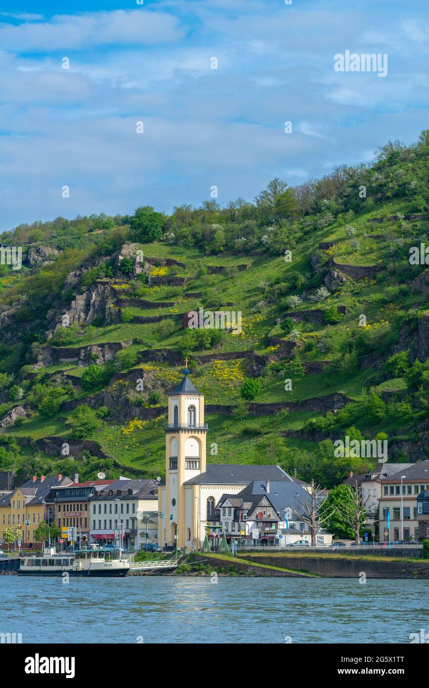 Small town St. Goarshausen at the Loreley, Upper Middle Rhine Valley ...