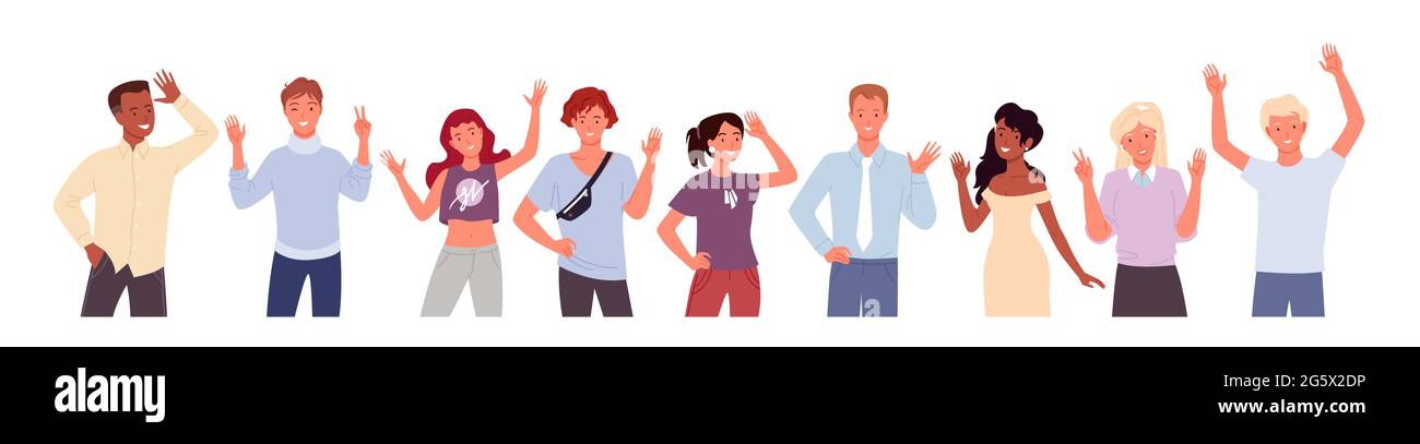 Waving cartoon woman hi-res stock photography and images - Alamy