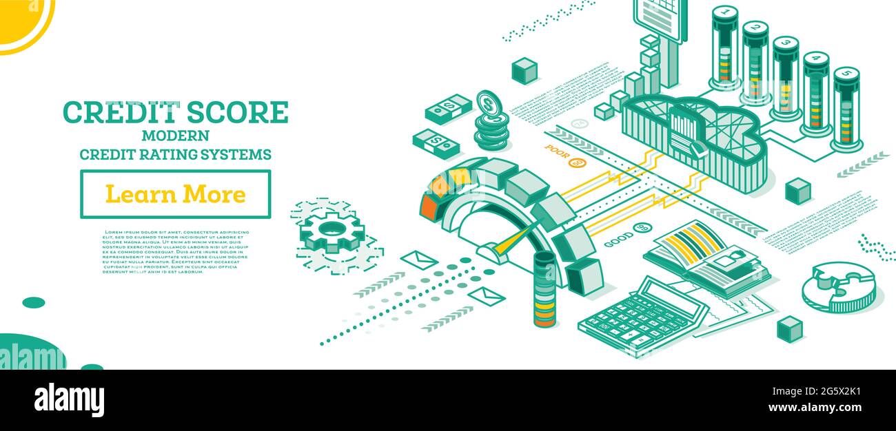 Isometric Personal Credit Score or Rating Concept. Credit Score ...