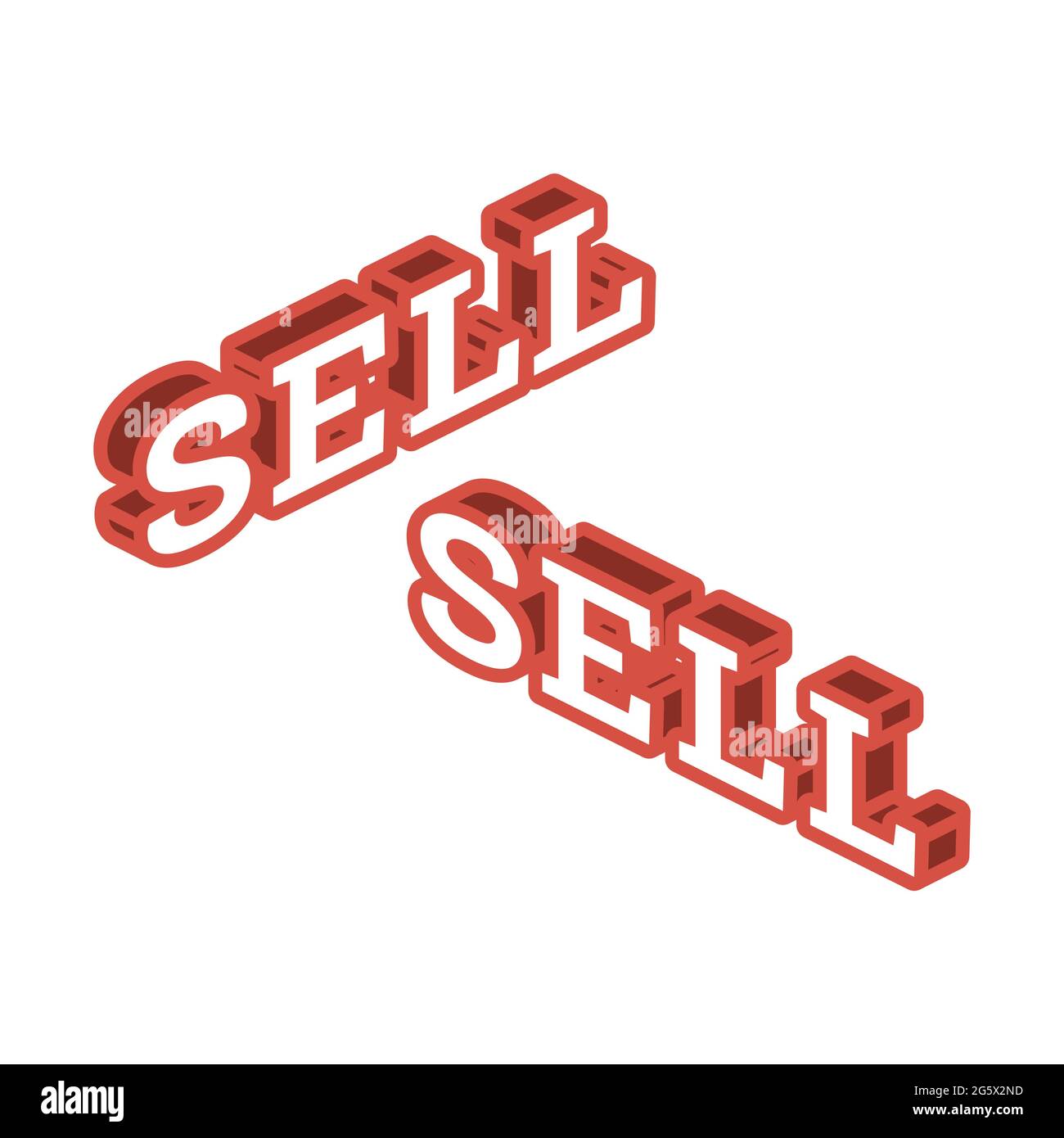 Word Sell. Isometric Concept Isolated on White Background. Vector ...
