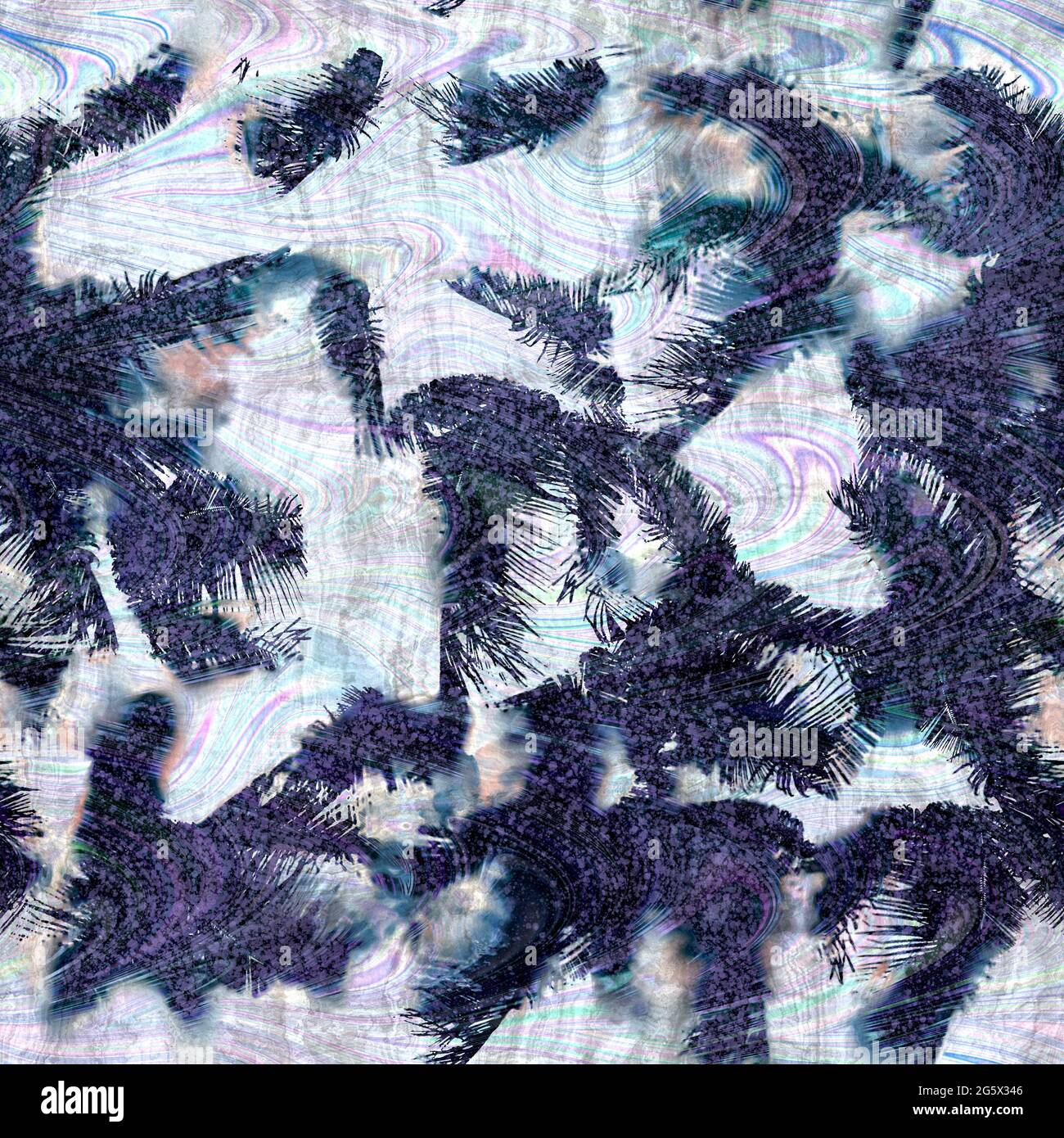 Seamless highly textured intricate and ornate pattern in navy blue ...