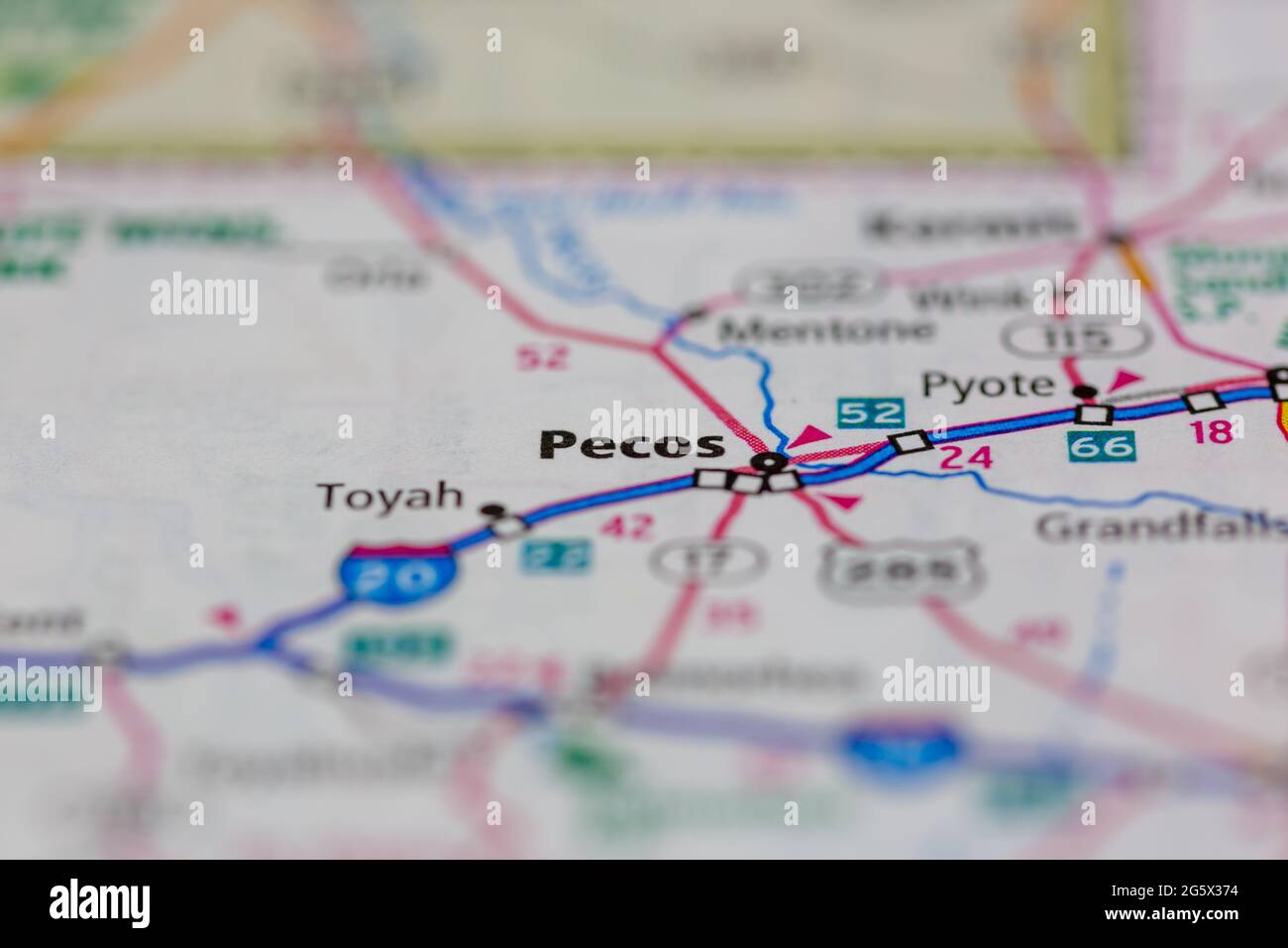 Pecos Texas USA shown on a Geography map or Road map Stock Photo - Alamy