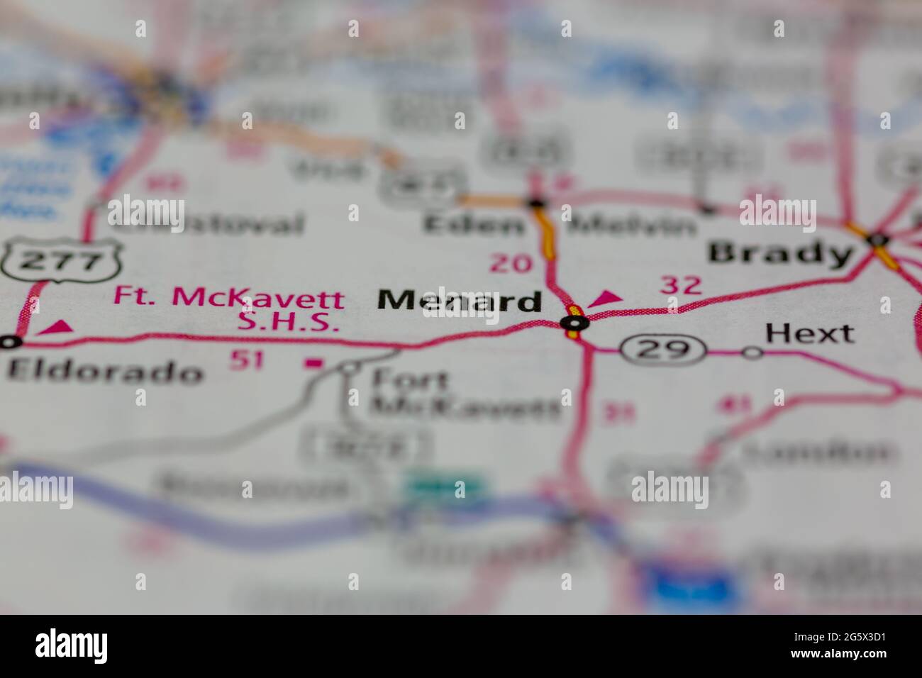 Menard Texas USA shown on a Geography map or Road map Stock Photo - Alamy