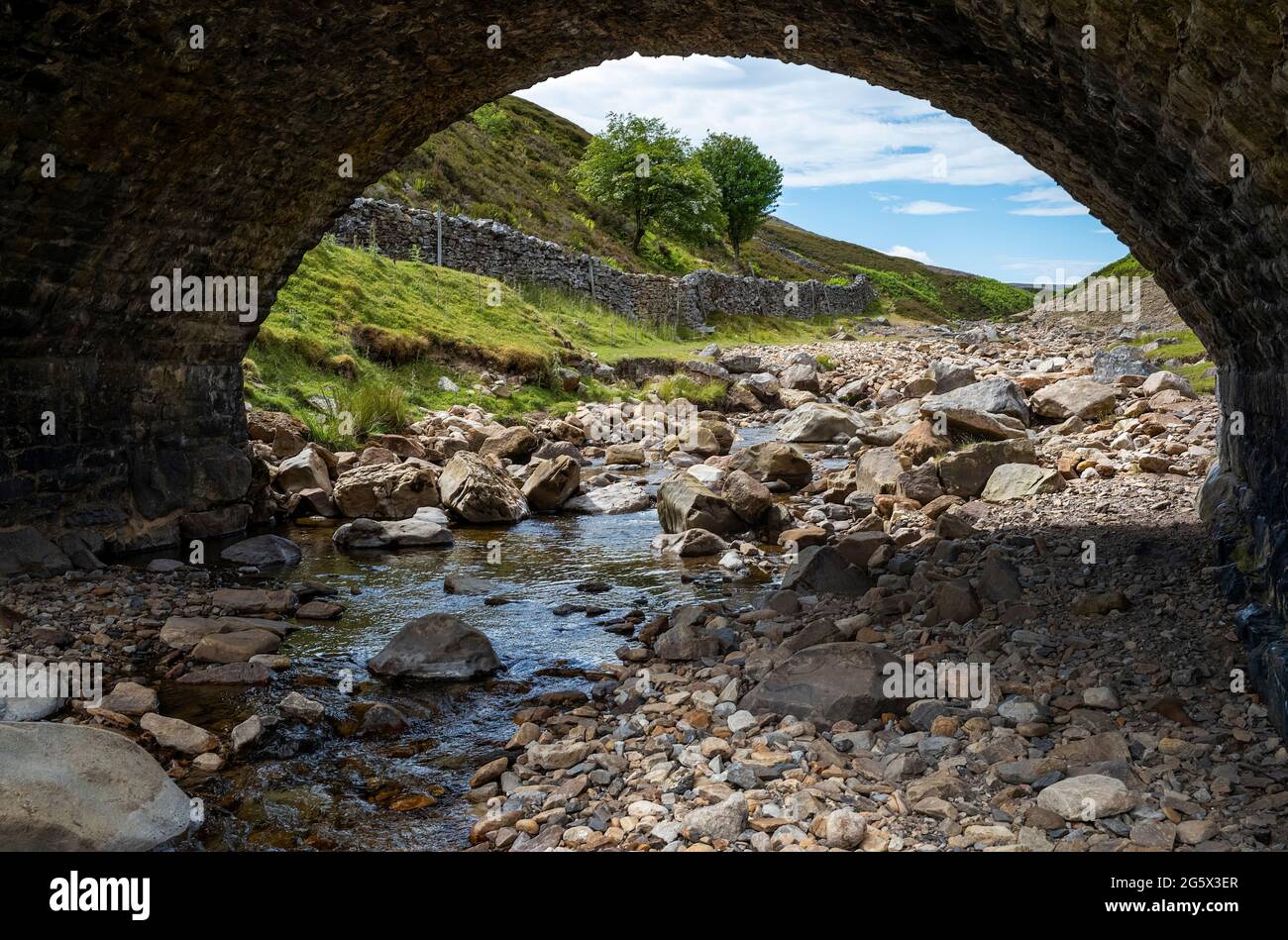 Evidence of the power of water, Old Gang Beck, Surrender Bridge, Reeth ...