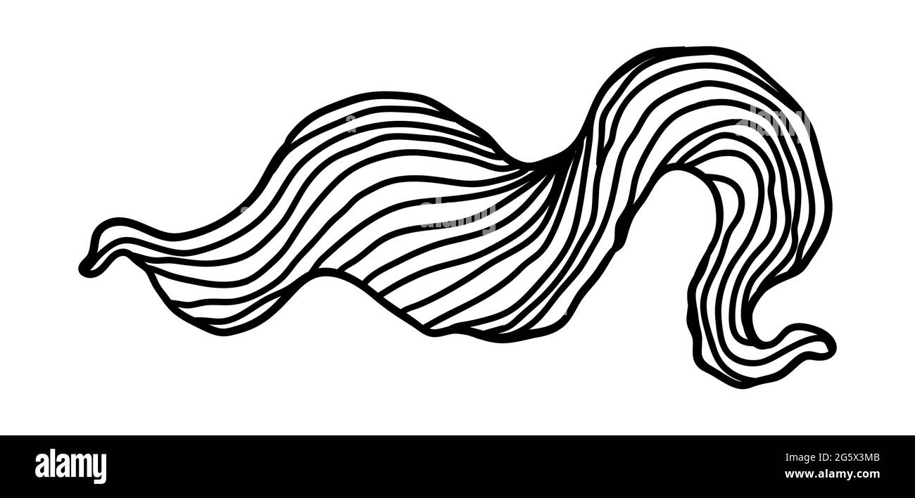 Wave line curl. Monochrome stripes black and white texture. Wavy ...