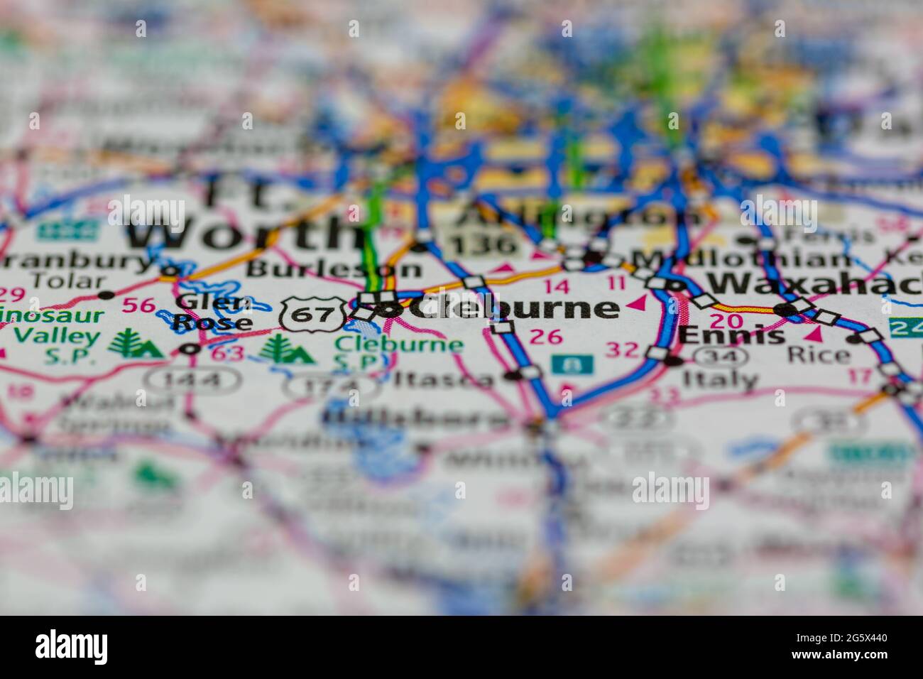 Cleburne Texas USA shown on a Geography map or Road map Stock Photo - Alamy