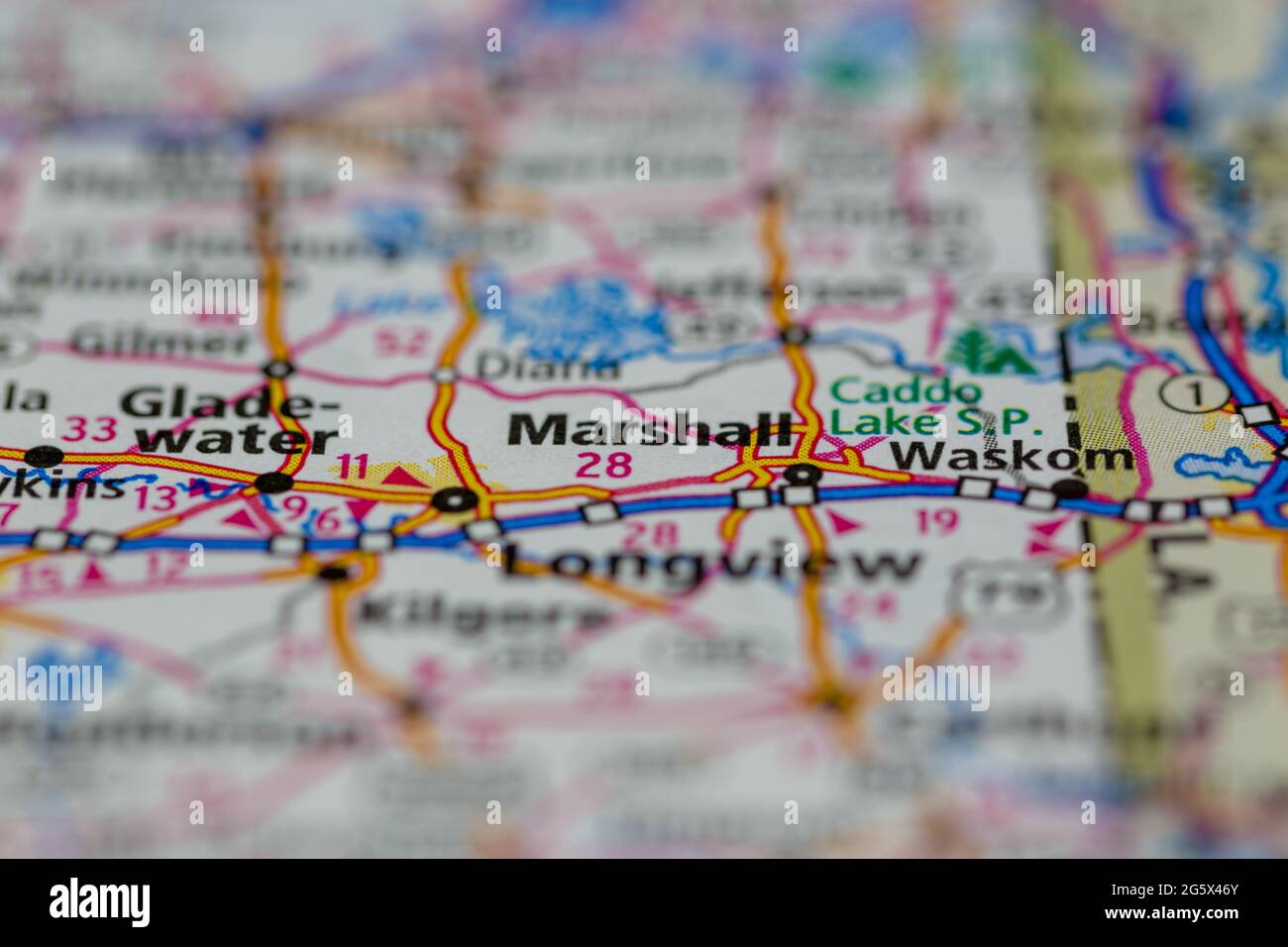 Marshall Texas USA shown on a Geography map or Road map Stock Photo - Alamy