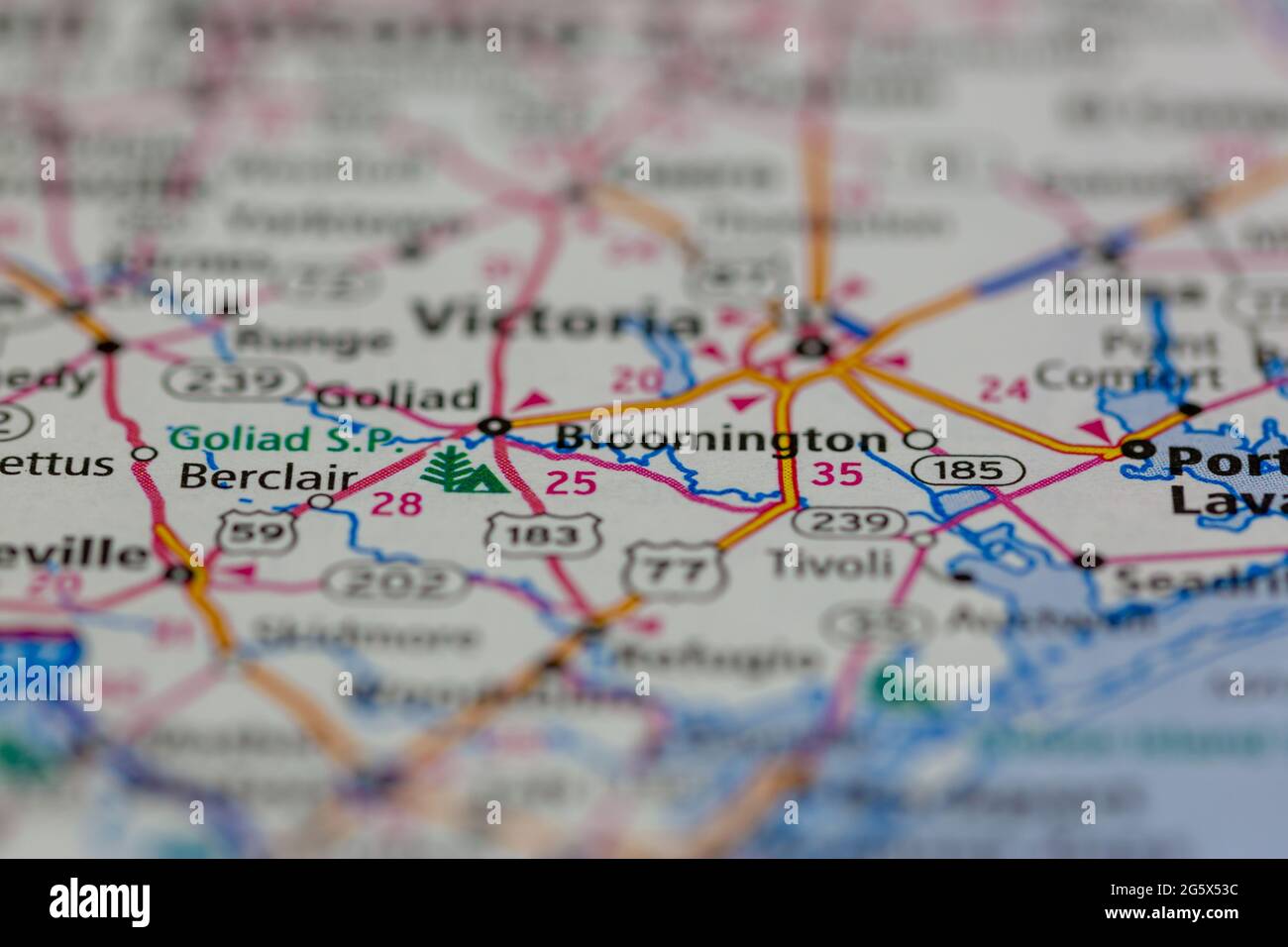 Bloomington Texas USA shown on a Geography map or Road map Stock Photo ...